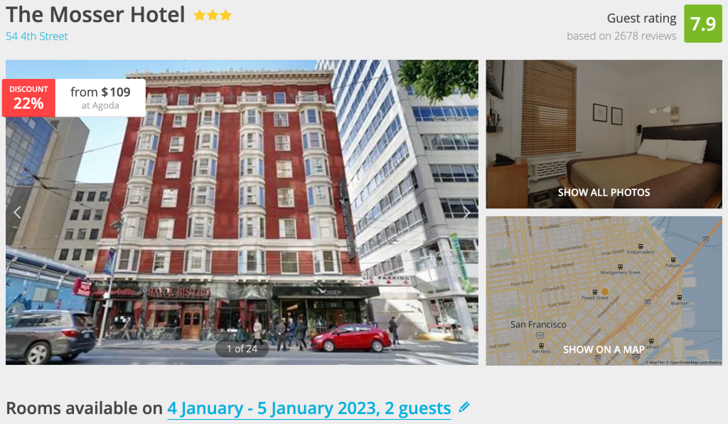 San Francisco: Incredible 22% OFF!! The Mosser Hotel From Only $109 Per ...