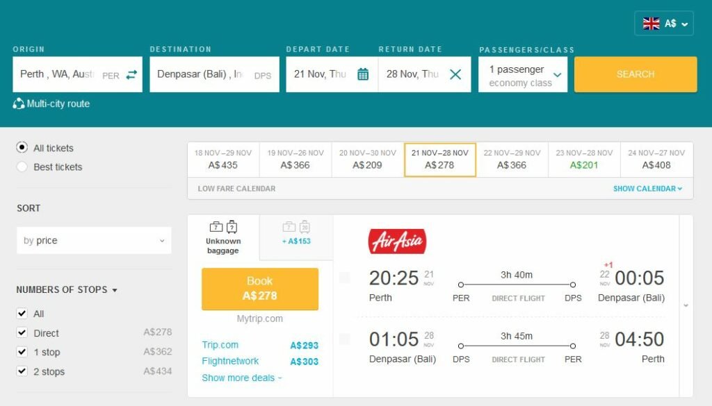 Cheap Nonstop Flights From Perth (Australia) To Bali (Indonesia) From ...