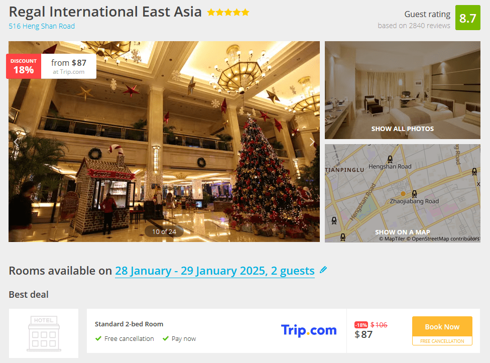HOT! Stay At 5* Regal International East Asia, Shanghai From US$87 ...